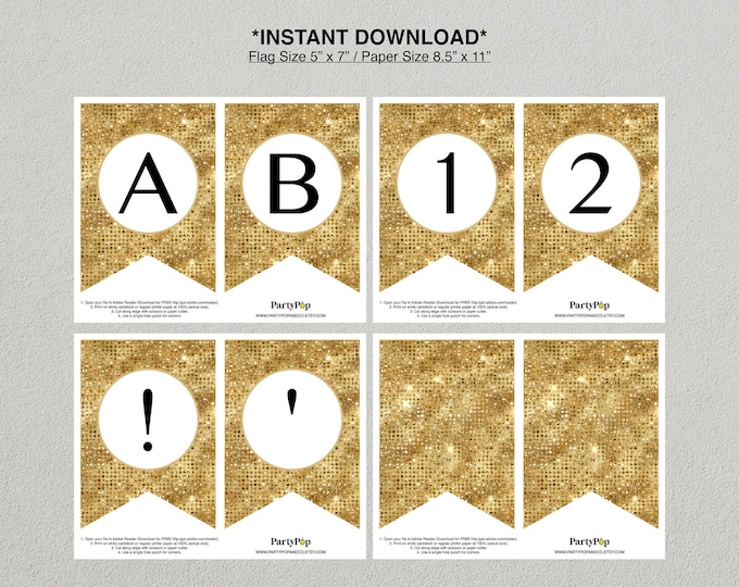 Rose Gold Banner Printable | Alphabet Letter Banner Decorations | Party ...