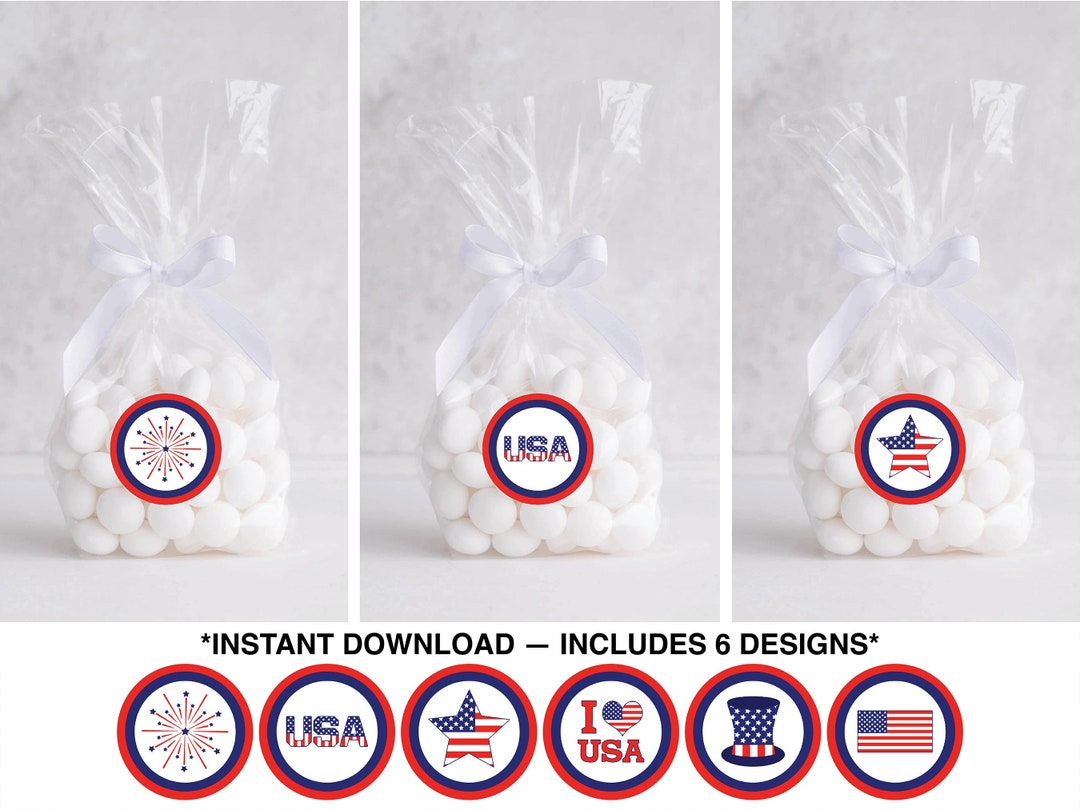 July 4th Favor Tag, Red White Blue Gift Tags Printable, July 4th Gift ...