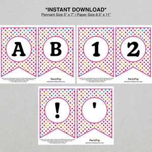 Printable Polka Dot Banner, Printable DIY Banner, A-Z & Numbers Banner ...
