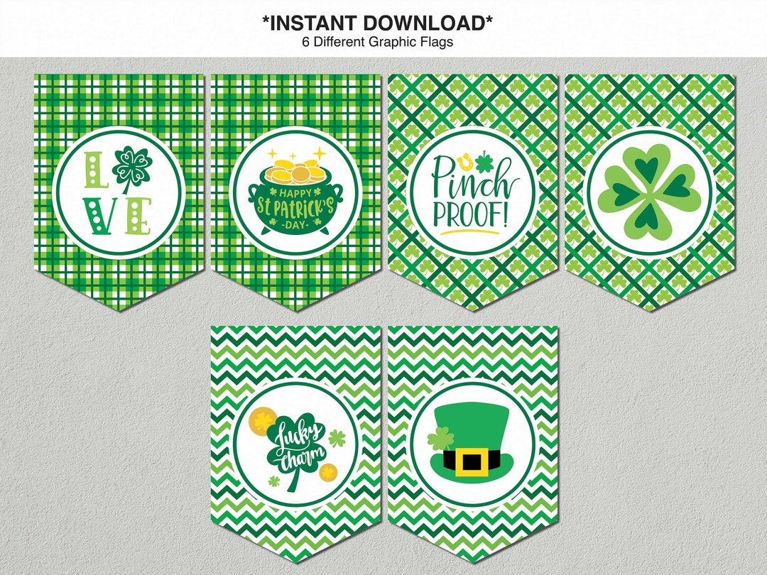 St. Patrick's Day Banner, Four Leaf Clover Flags, St. Patrick's Party ...