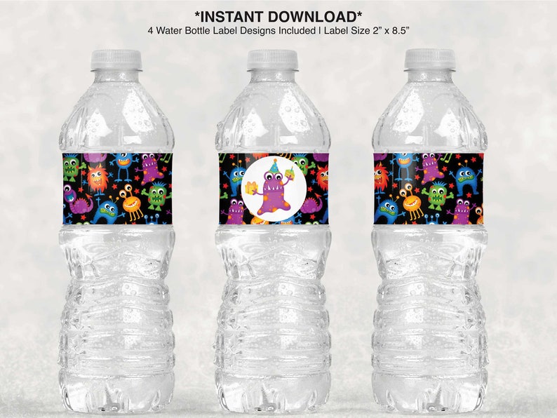 Little Monster Printable Bottle Labels, Monster Birthday Water Wrappers ...