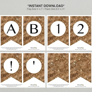 Bronze Glitter Alphabet Banner, Printable DIY Banner, A-z&numbers ...