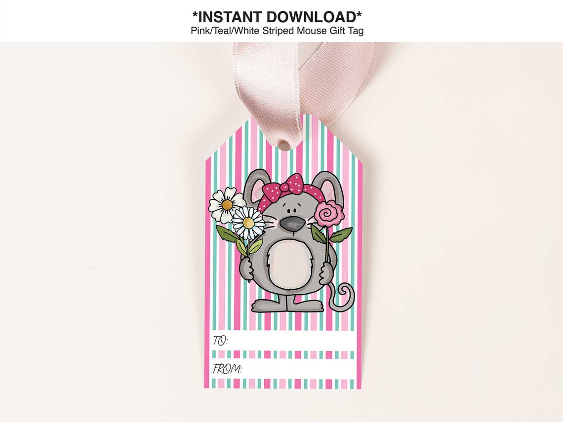 Printable Mothers Day Gift Tag, Cute Mouse Tag, Mother's Day Thank You ...