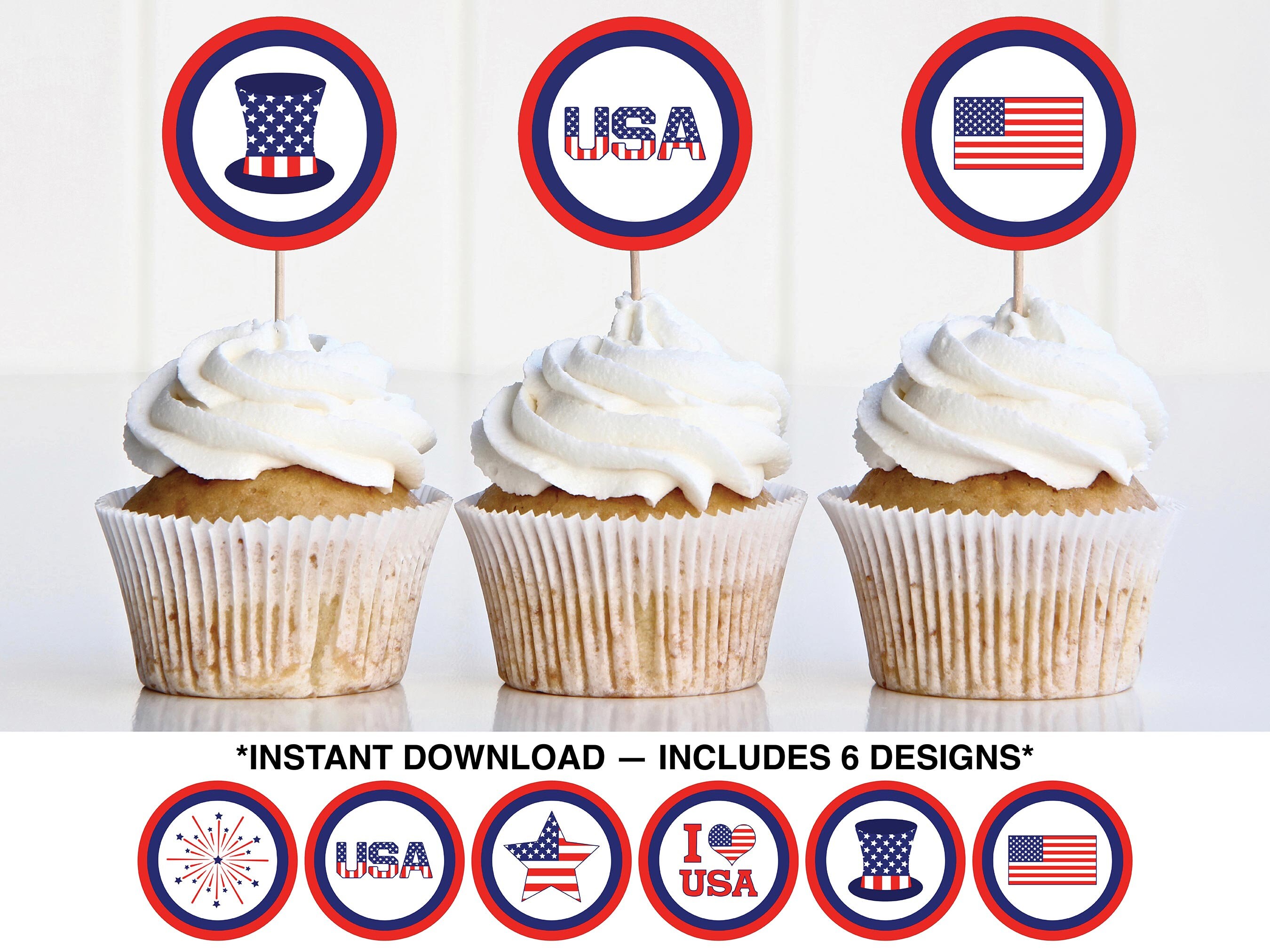 4th of July Printable Tag , Red White Blue Gift Tags, I Love USA Gift ...