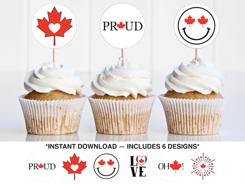 Canada Day Party Banner and Cupcake Toppers (digital Download) - Etsy