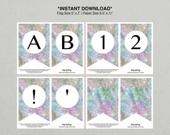 Purple Glitter Alphabet Banner, Printable DIY Banner, A-z&numbers ...