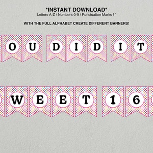 Printable Polka Dot Banner, Printable DIY Banner, A-Z & Numbers Banner ...