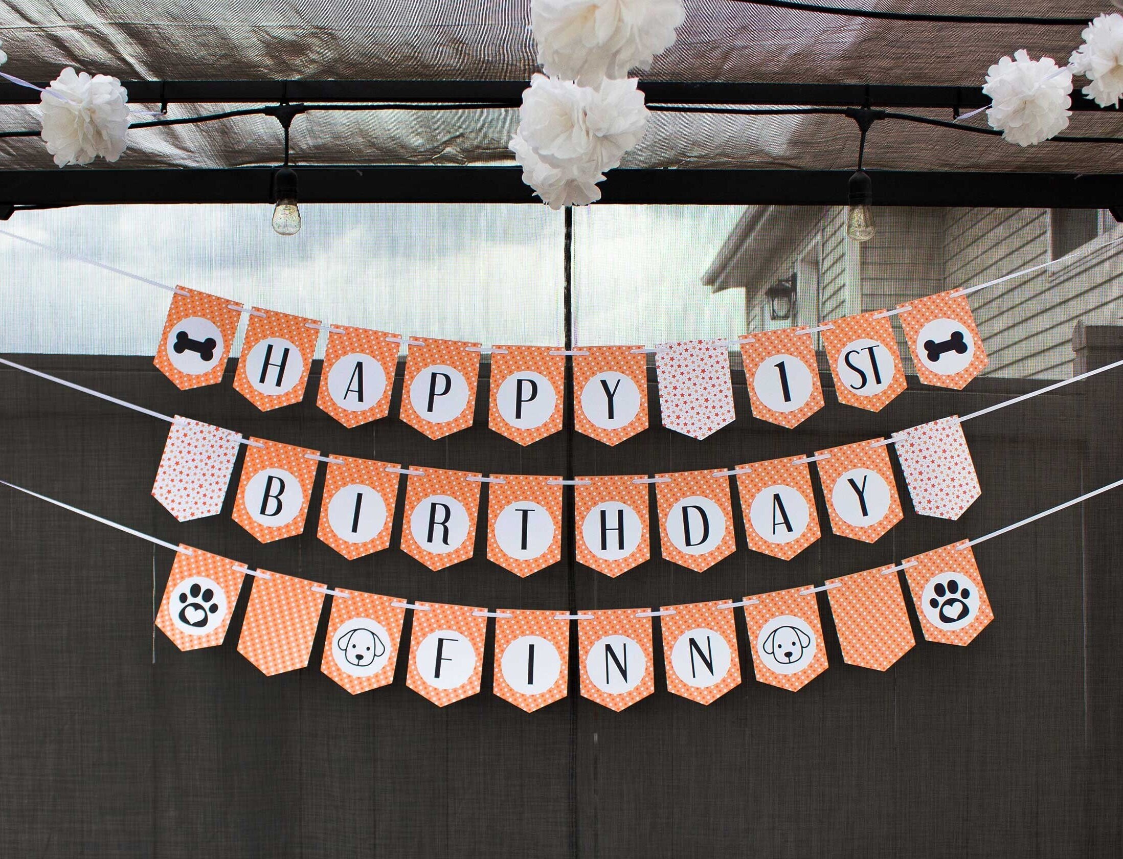Dog Birthday Party Printable Banner, Puppy Party Decor (instant ...