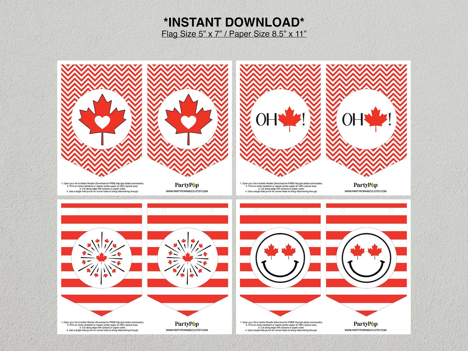 Printable Canada Day Party Decorations, July 1st Party Decor, Canada ...