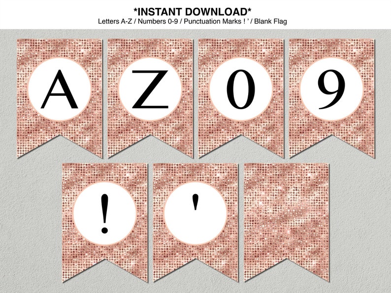 Champagne Glitter Alphabet Banner, Printable DIY Banner, A-z&numbers ...