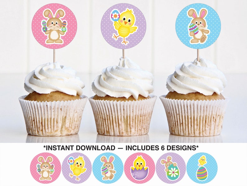 Printable Easter Bunny Cupcake Toppers, Easter Bunny Party Picks ...