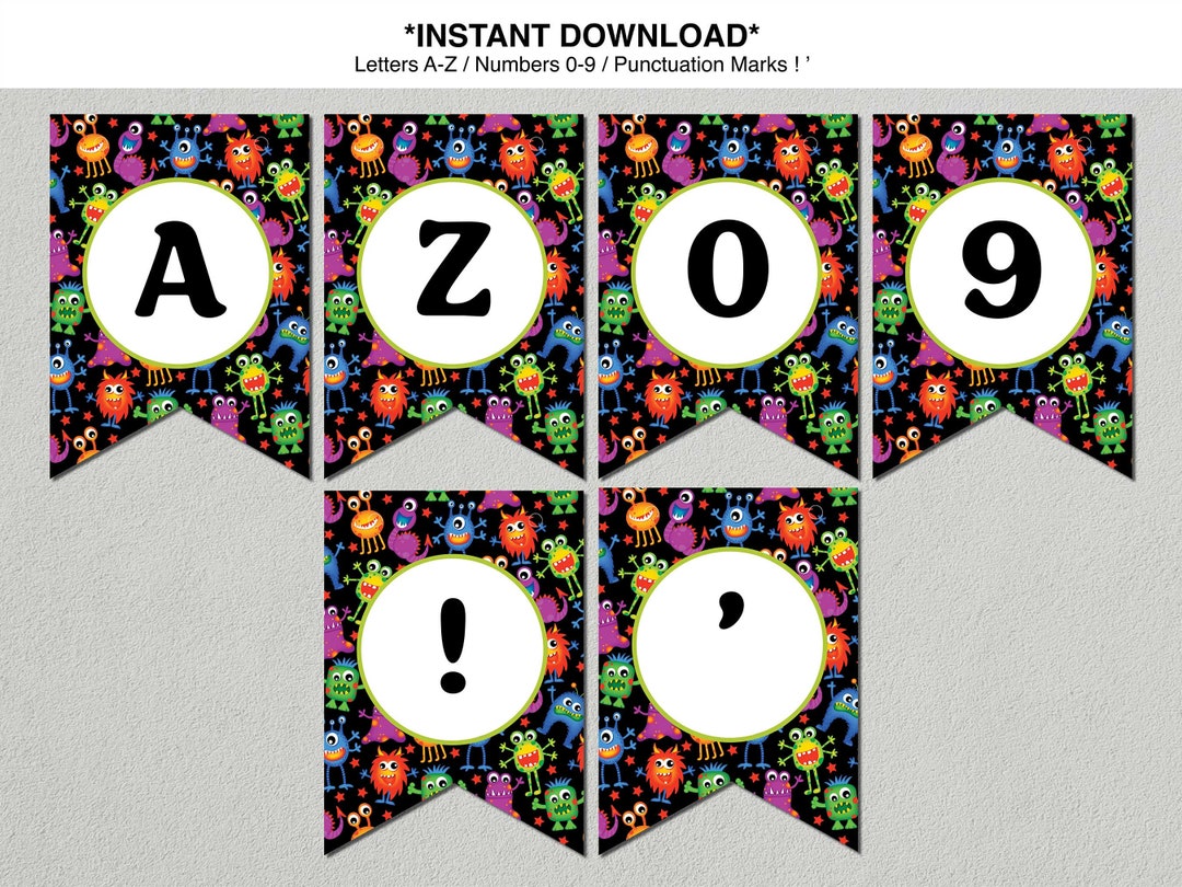 Printable Monster Party Banner, Monster Birthday Banner, Little Monster ...