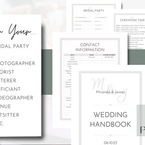 Day of Wedding Handbook Editable Template, Wedding Day Binder, Wedding ...