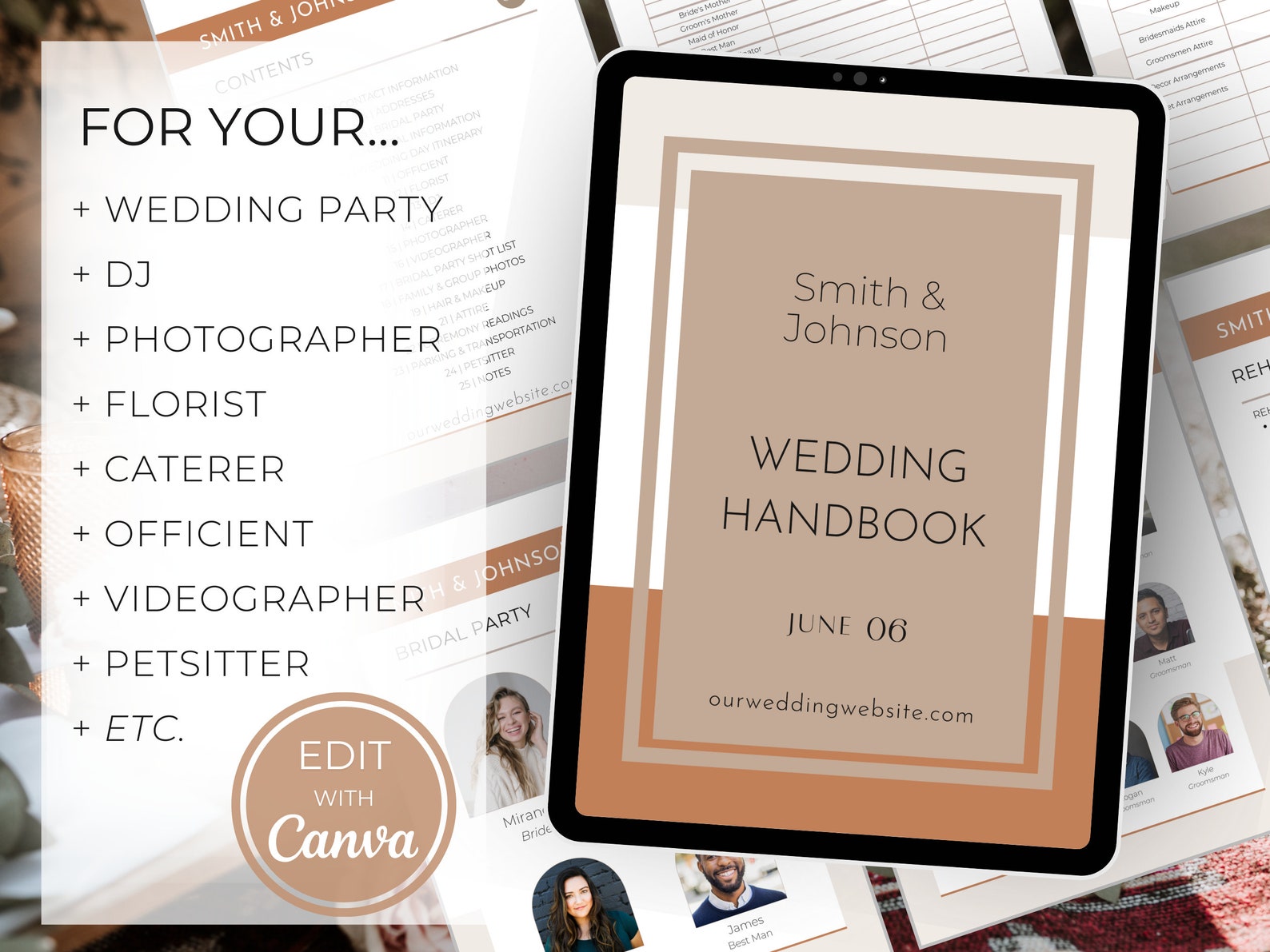 Wedding Party Information Packet, Canva Editable Template, Wedding Day ...