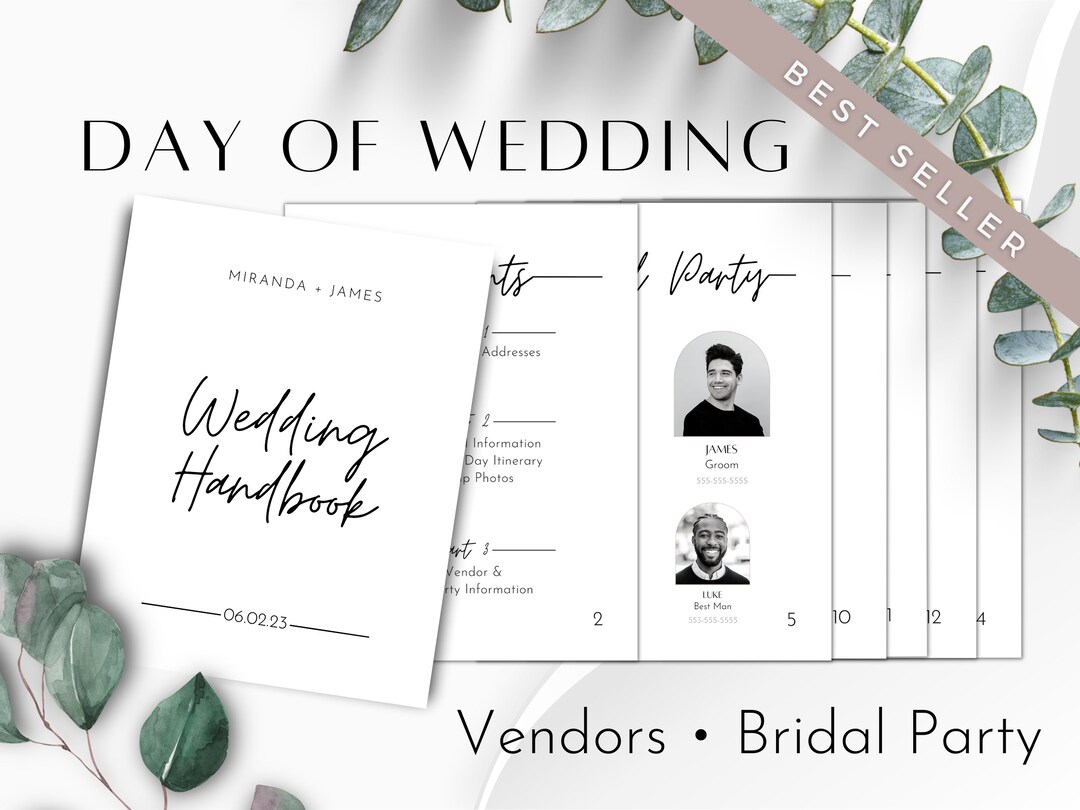 Day of Wedding Handbook Editable Template, Wedding Day Binder, Wedding ...