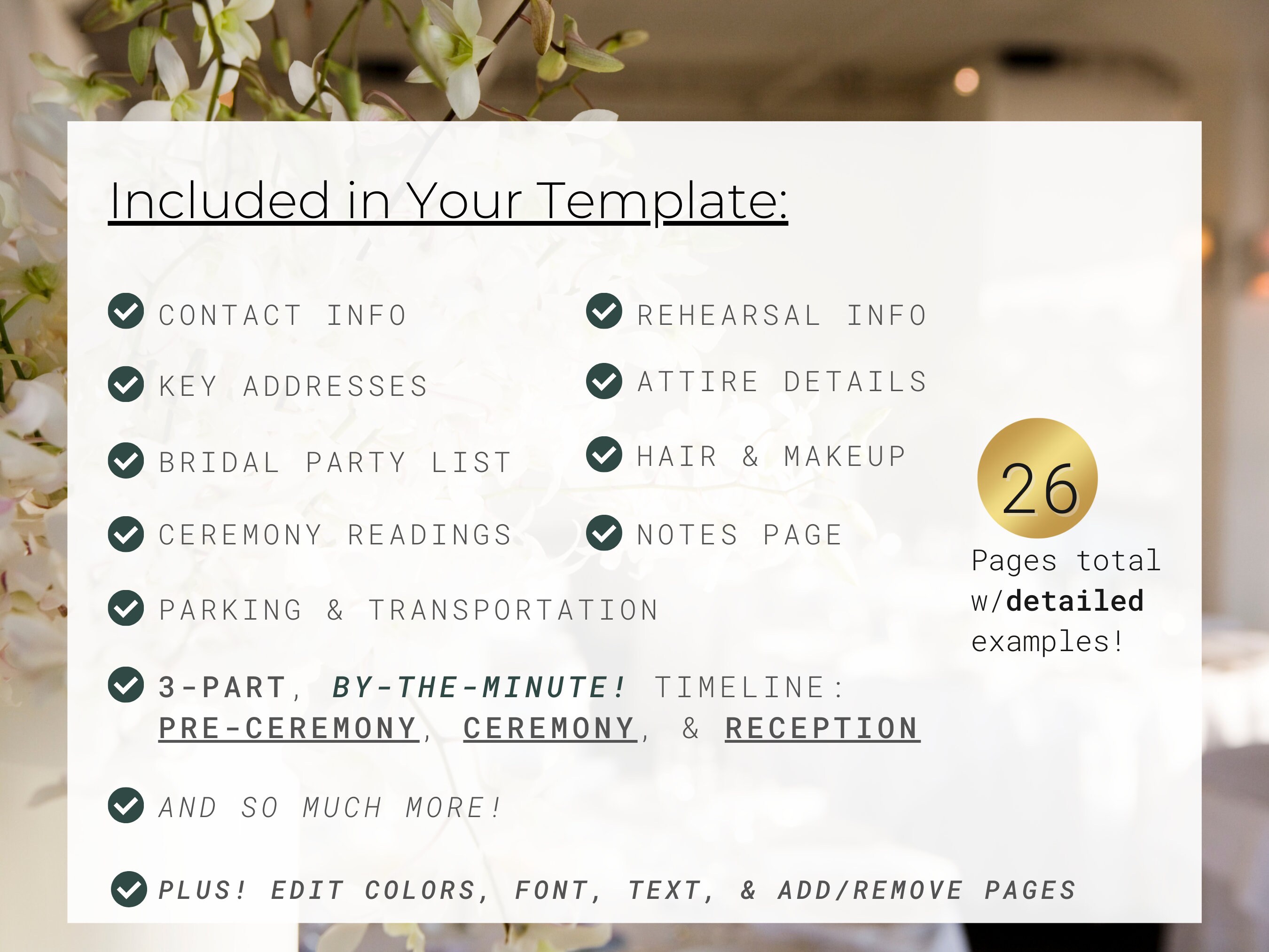 Wedding Party Information Packet, Canva Editable Template, Wedding Day ...