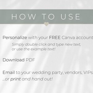 Wedding Party Information Packet, Canva Editable Template, Wedding Day ...