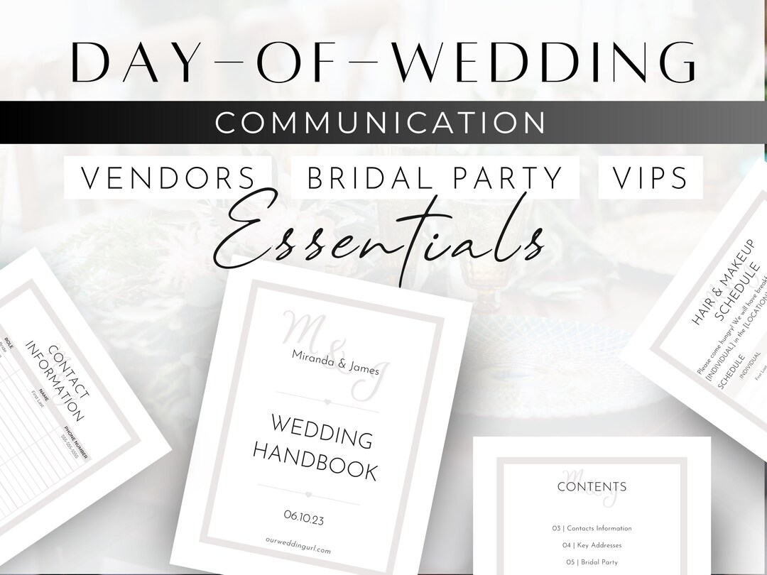 Day of Wedding Handbook Editable Template, Wedding Day Binder, Wedding ...