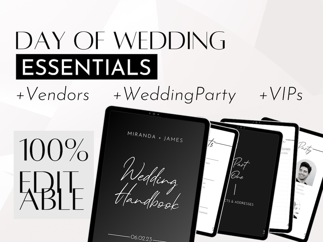 Wedding Day Planner Wedding Information Binder, Canva Editable Template ...