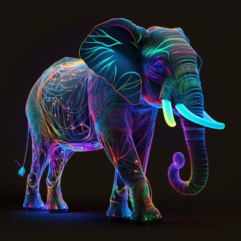 Neon Elephant Design for Tumbler Sublimation T-shirt Design - Etsy