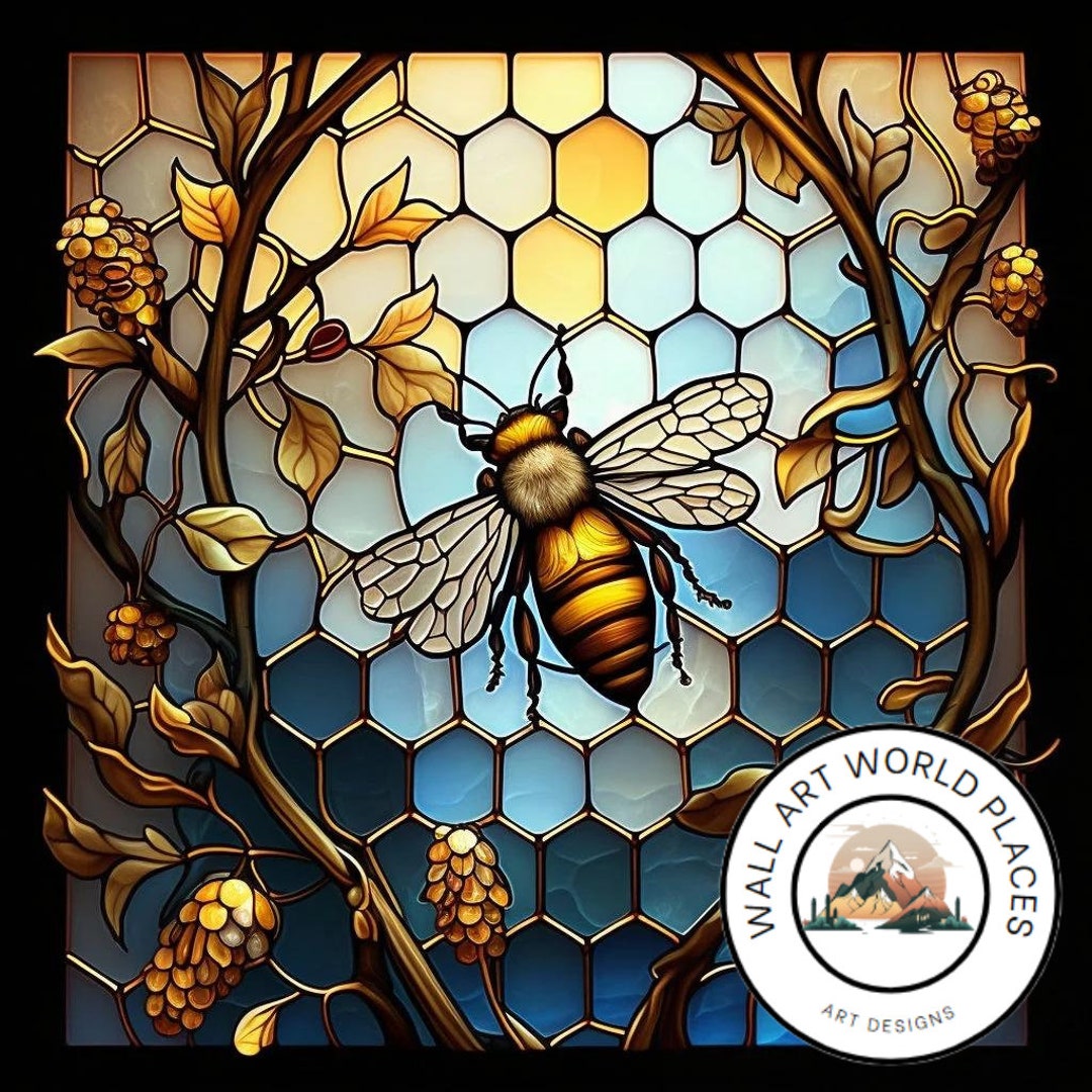Bee Stain Glass Window Design for Tumbler Sublimation, T-shirt Design ...