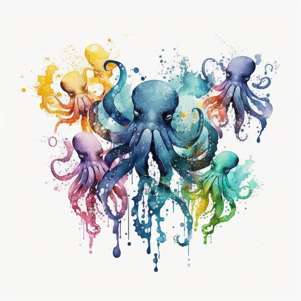 Octopus Watercolor - Etsy