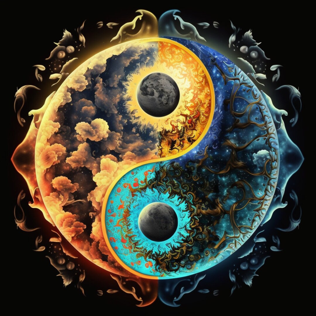 Celestial Sun Moon Ying Yang Zodiac Design for Tumbler Sublimation, T ...