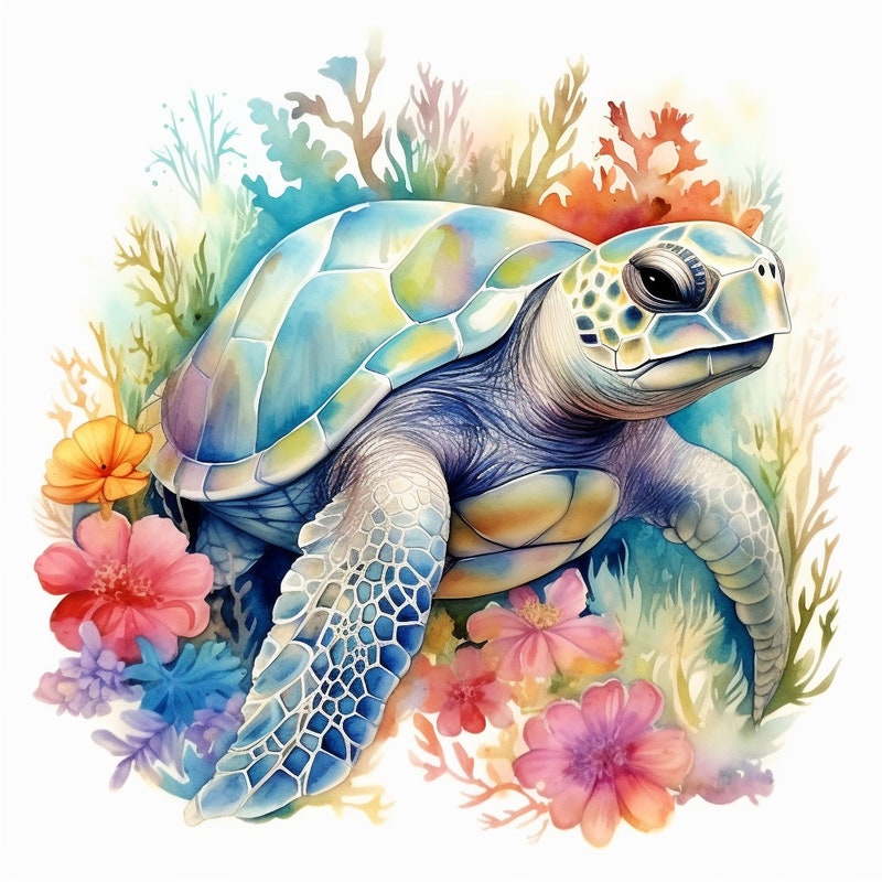 Turtle Watercolor - Etsy