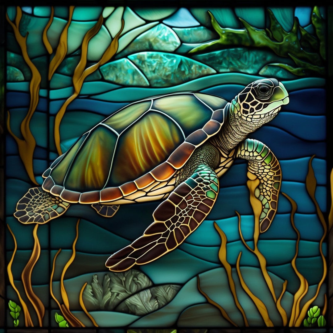 Turtle Stained Glass Design for Tumbler Sublimation, T-shirt Design ...