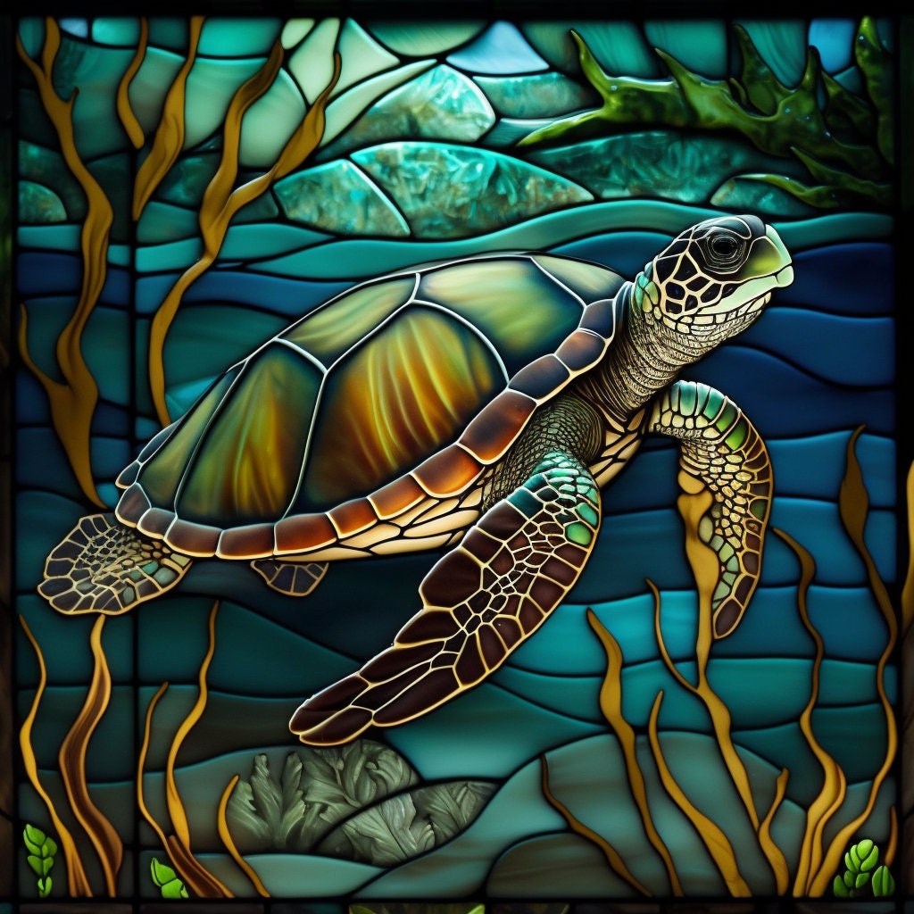 Turtle Stained Glass Design for Tumbler Sublimation, T-shirt Design ...