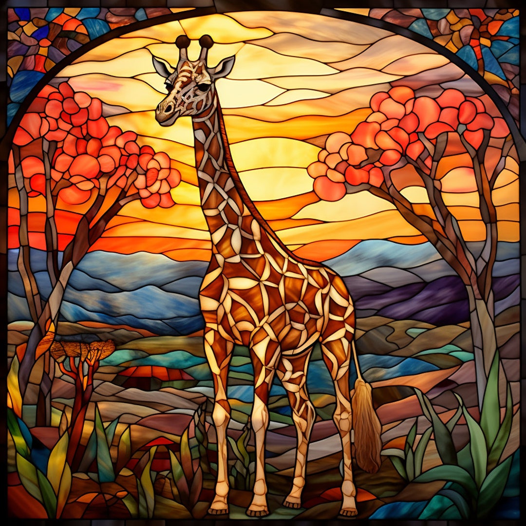 Giraffe Stained Glass Design for Tumbler Sublimation, T-shirt Design ...