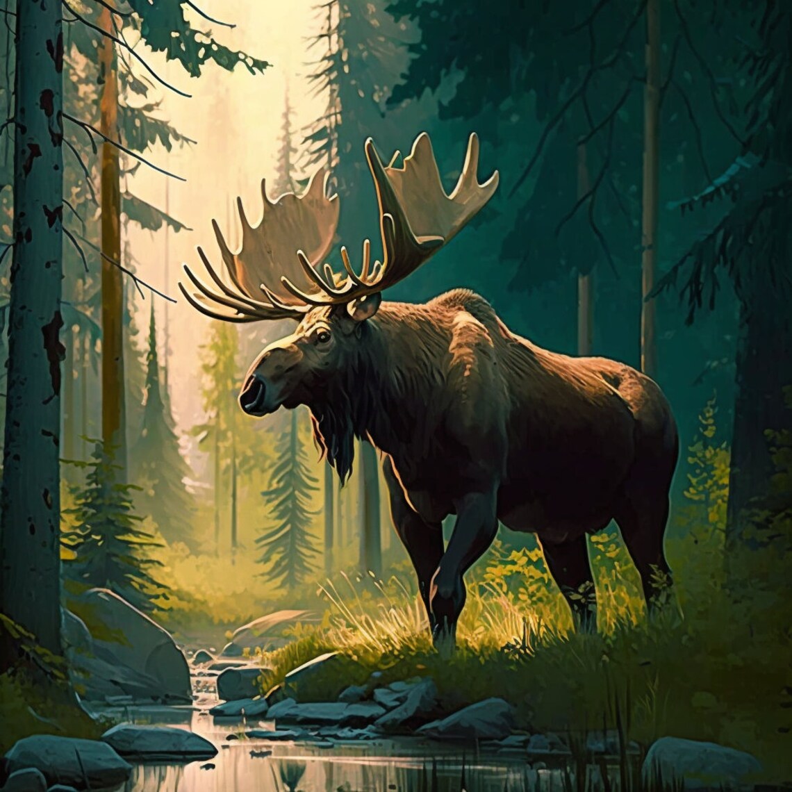 Painting of A Moose Design for Tumbler Sublimation T-shirt - Etsy