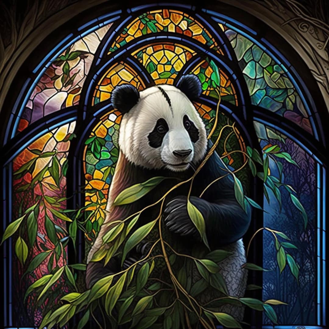 Panda Stained Glass Design for Tumbler Sublimation, T-shirt Design ...