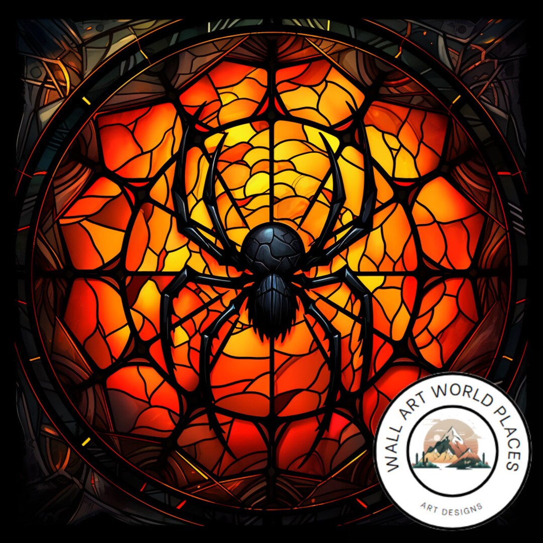 Spider Halloween Stained Glass Design for Tumbler Sublimation, T-shirt ...