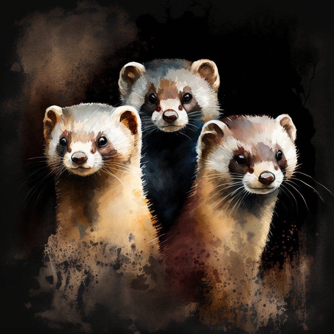 Watercolor Ferrets Design for Tumbler Sublimation, T-shirt Design, Wall ...