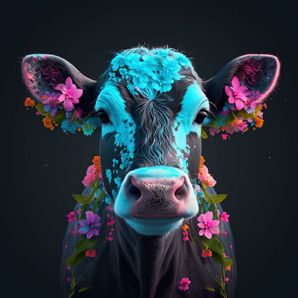 Neon Cow - Etsy