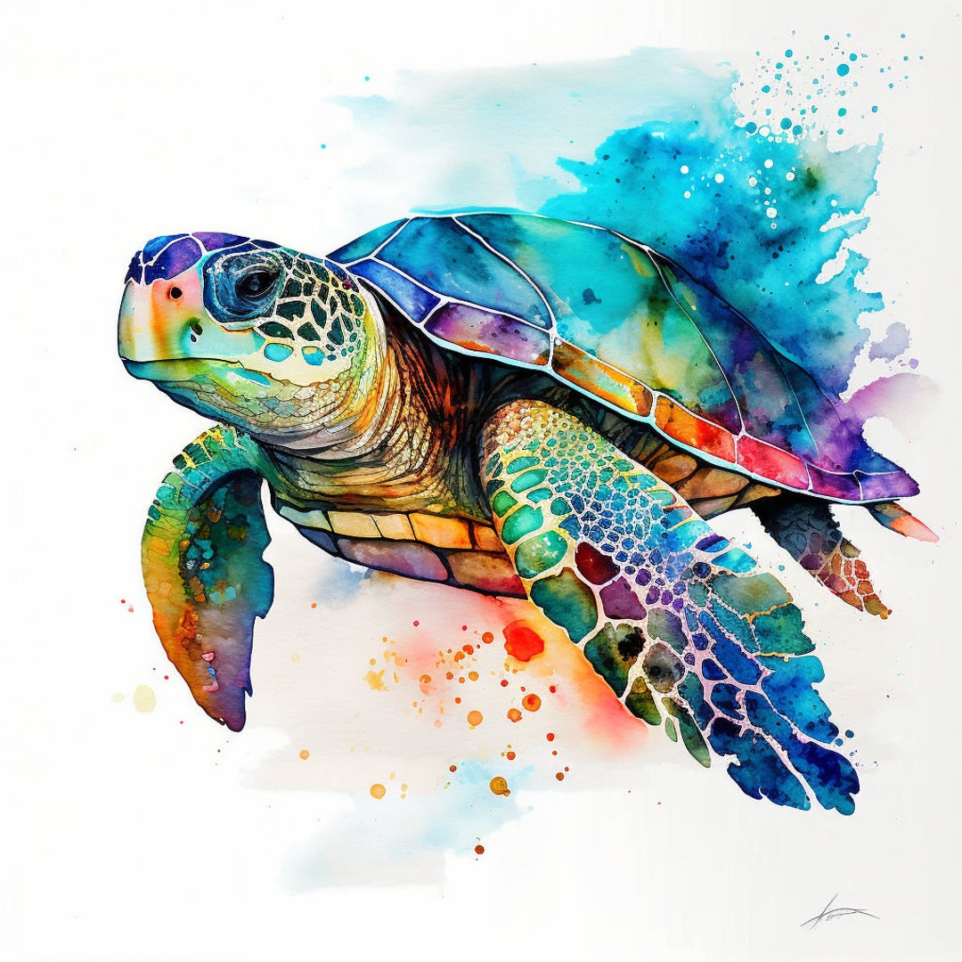 Turtle Alcohol Watercolor Ink Design for Tumbler Sublimation, T-shirt ...
