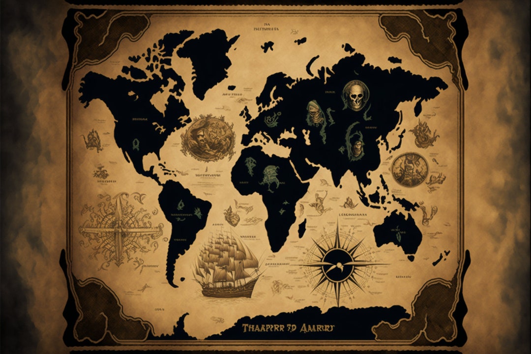 World Map Pirate Design Prints for Tumbler Sublimation, T-shirt Design ...