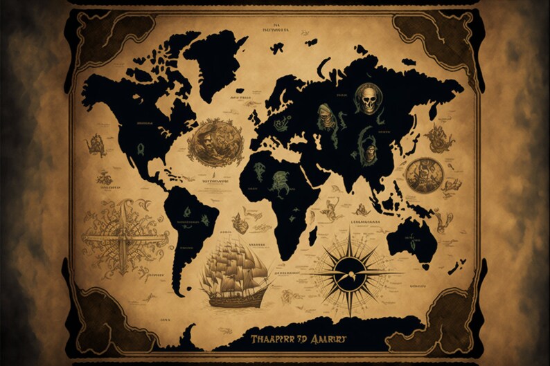 World Map Pirate Design Prints for Tumbler Sublimation - Etsy