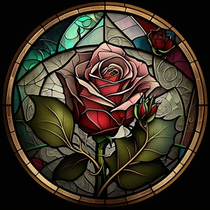 Rose Stained Glass Design for Tumbler Sublimation, T-shirt Design, Wall ...