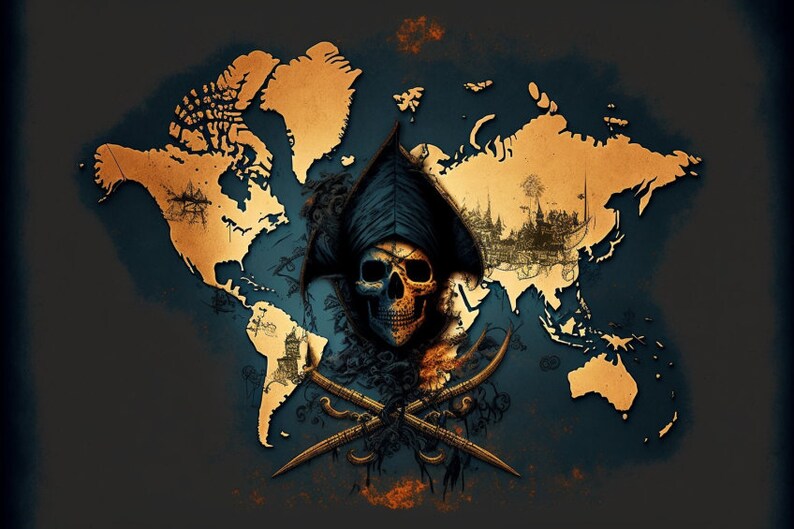 World Map Pirate Design Prints for Tumbler Sublimation - Etsy