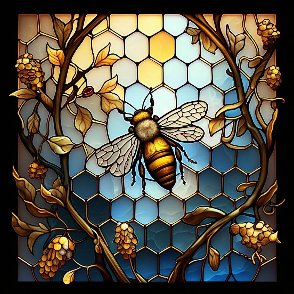 Bee Stain Glass Window Design for Tumbler Sublimation T-shirt - Etsy UK
