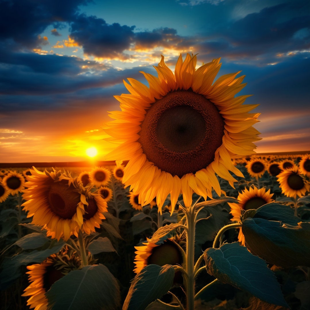 Realistic Sunflower in Fields Sunset Design for Tumbler Sublimation, T ...