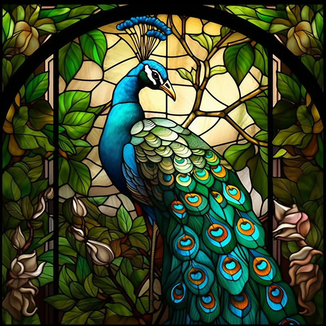 Peacock Stained Glass Design for Tumbler Sublimation, T-shirt Design ...