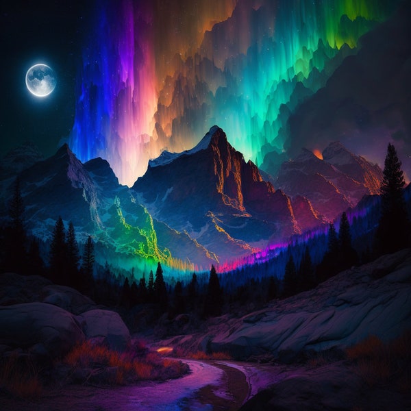 Neon Mountain - Etsy