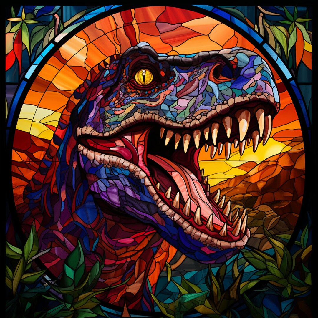 T-rex Stained Glass Design for Tumbler Sublimation, T-shirt Design ...