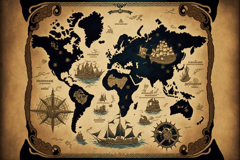 World Map Pirate Design Prints for Tumbler Sublimation - Etsy