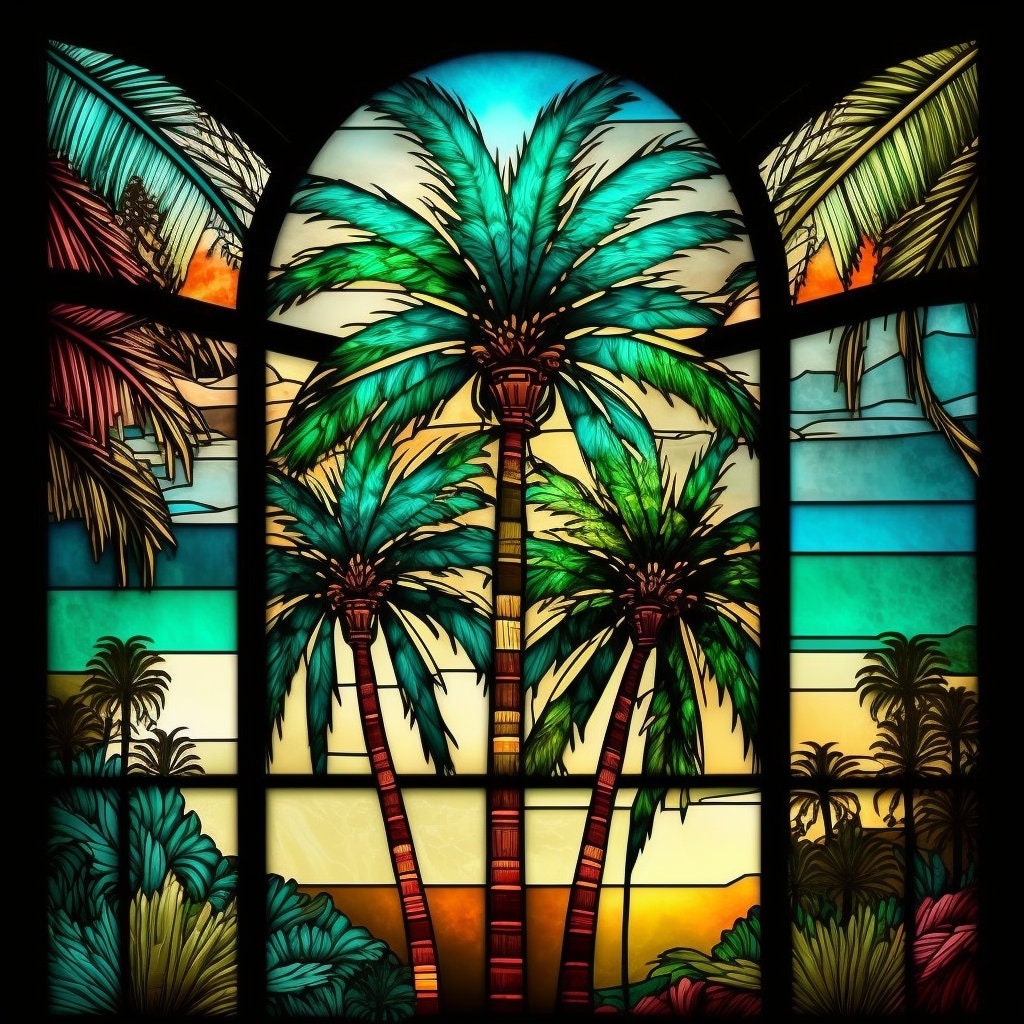 Palm Tree Stained Glass Pattern