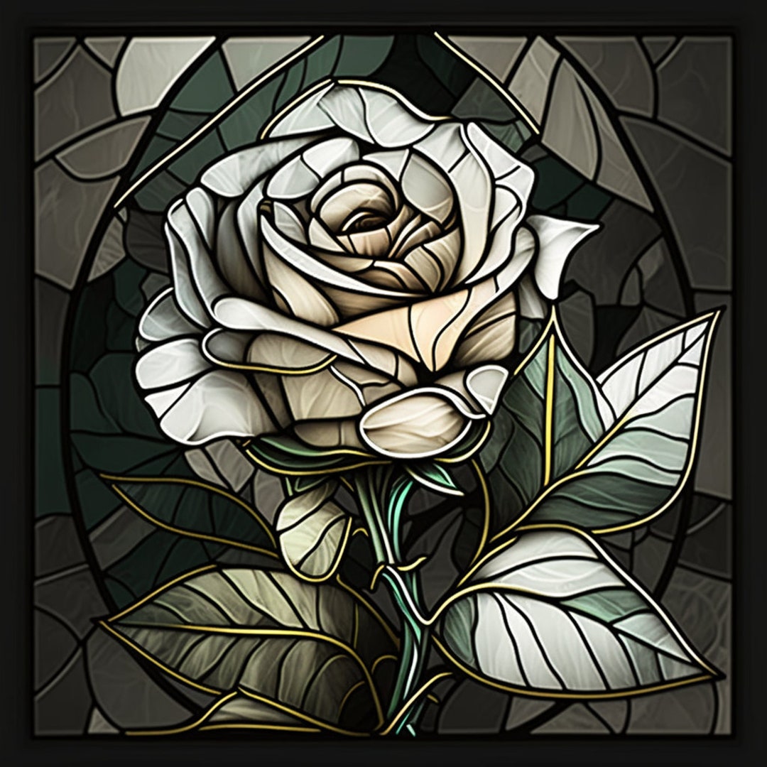 White Rose Stained Glass Design for Tumbler Sublimation, T-shirt Design ...