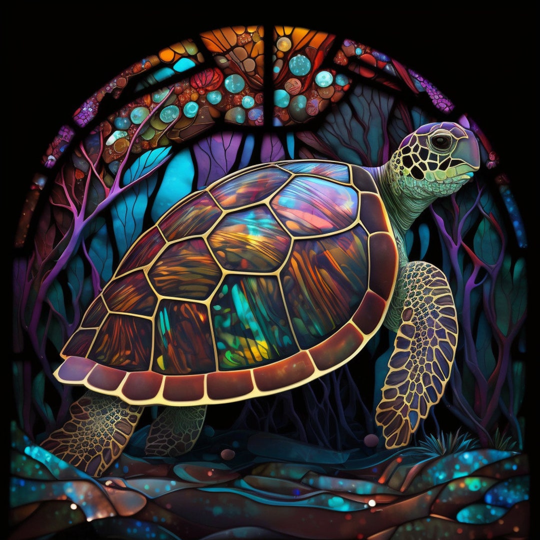 Stained Glass Turtle Design for Tumbler Sublimation, T-shirt Design ...